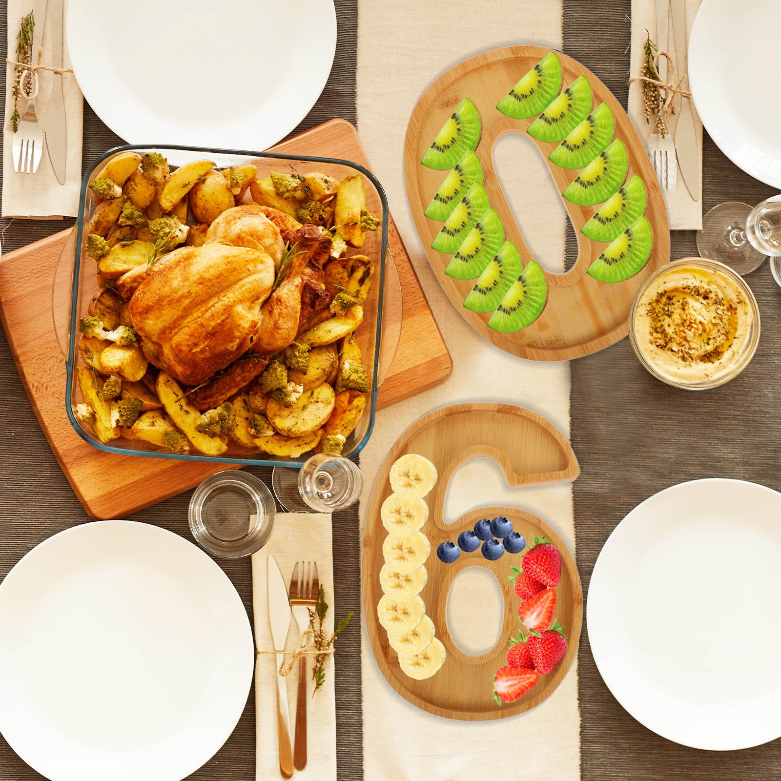 WHAMVOX 1 Set Party Food Trays Wooden Plate Fun Appetizer Board Wooden ...