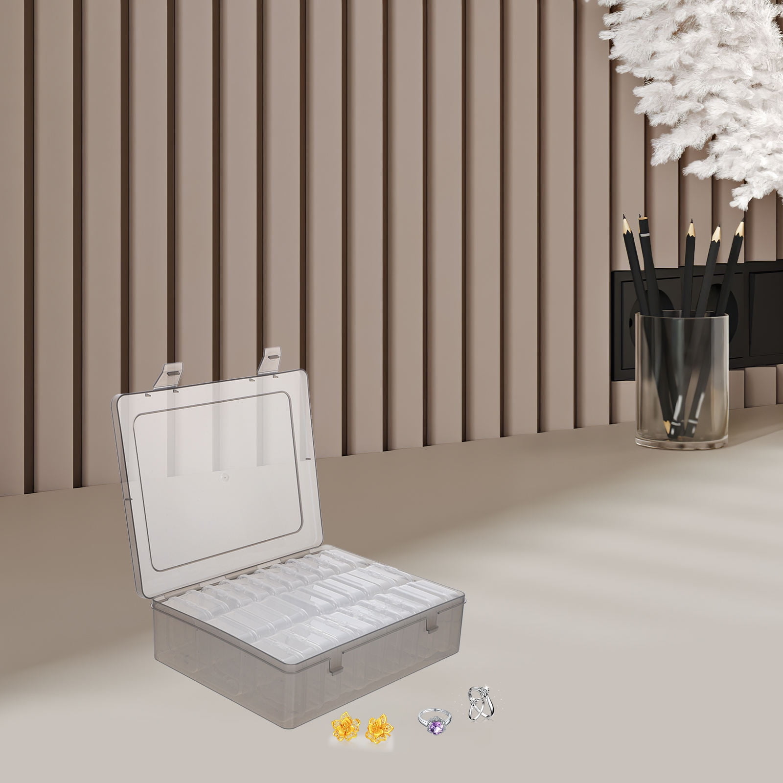 WHAMVOX 1 Set Transparent Organizer Box for Beads Crafts and Jewelry ...