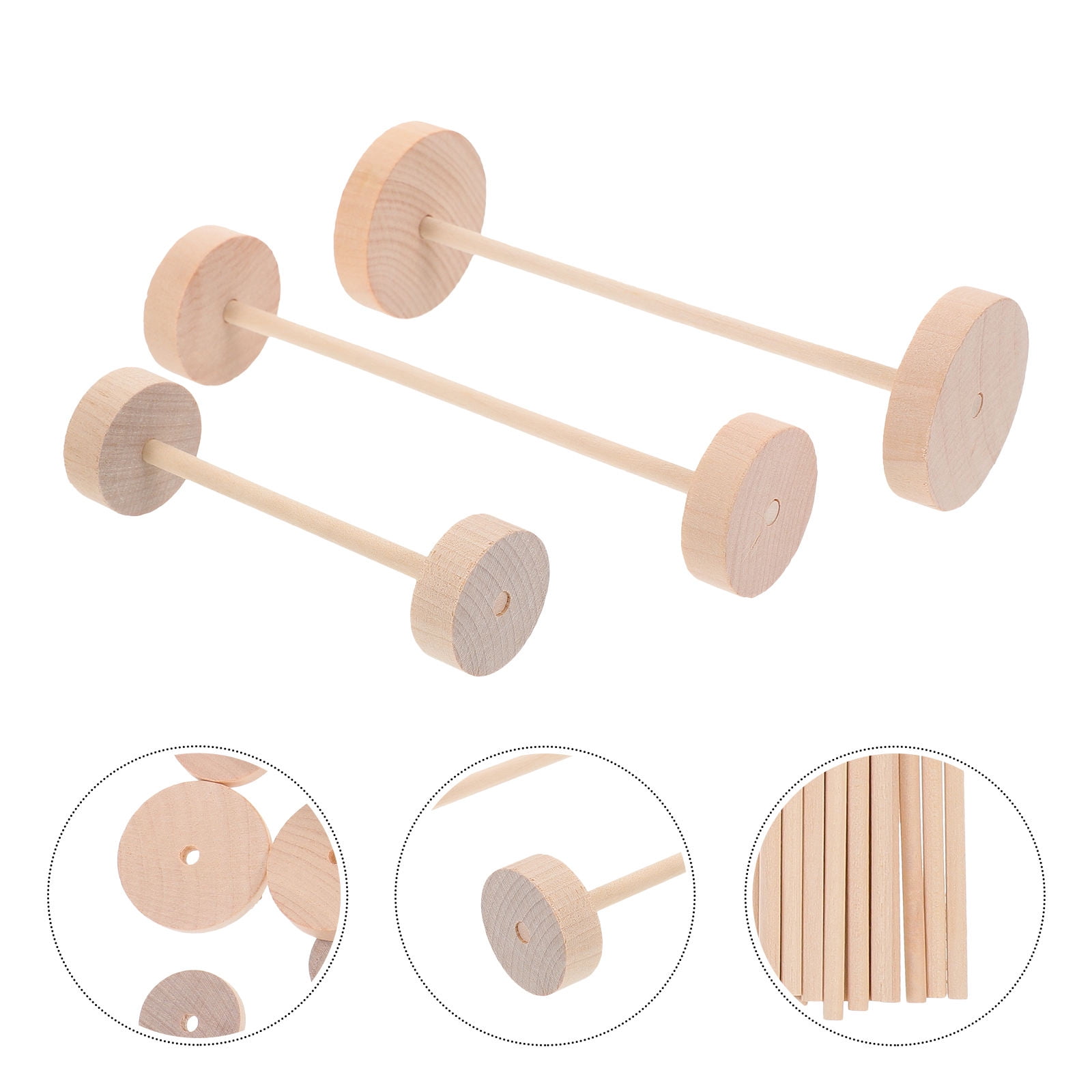 WHAMVOX 1 Set of Wood Wheels Wooden Toy Car Assemble Wheels Wooden ...