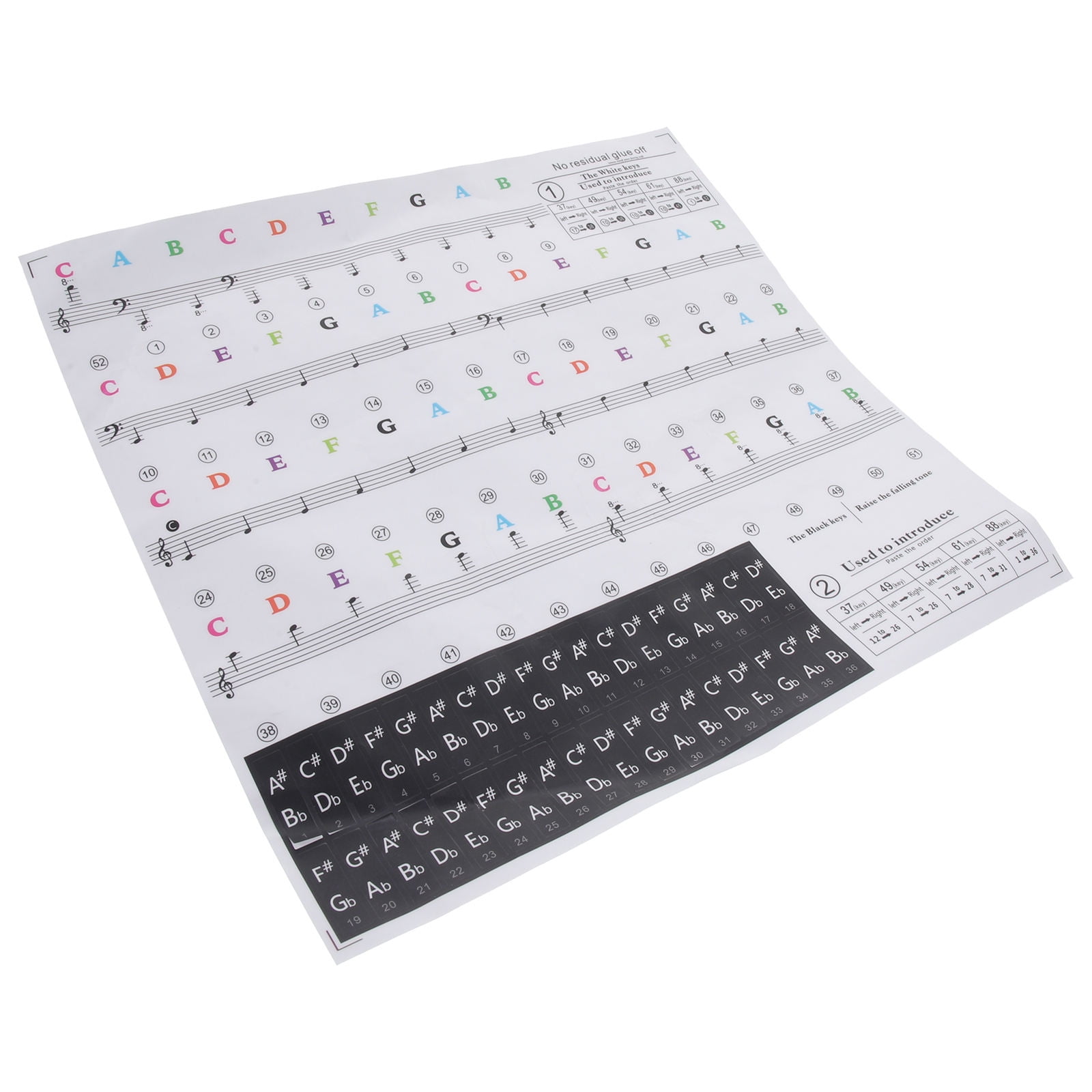 WHAMVOX 1 Sheet Decorative Piano Keyboard Stickers Piano Stickers ...
