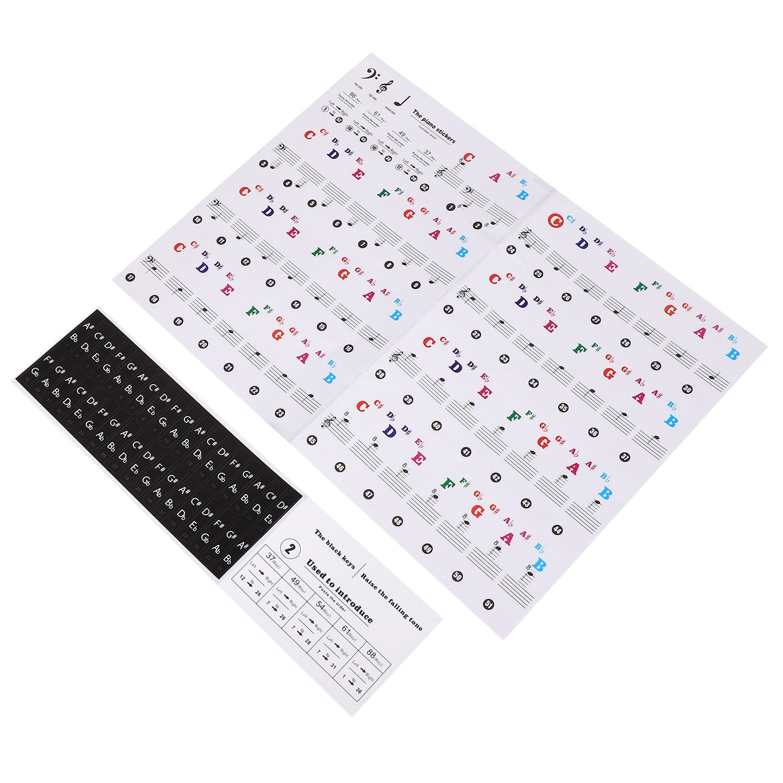 WHAMVOX 1 Sheet Piano Keyboard Stickers Adhesive Keyboard Stickers ...