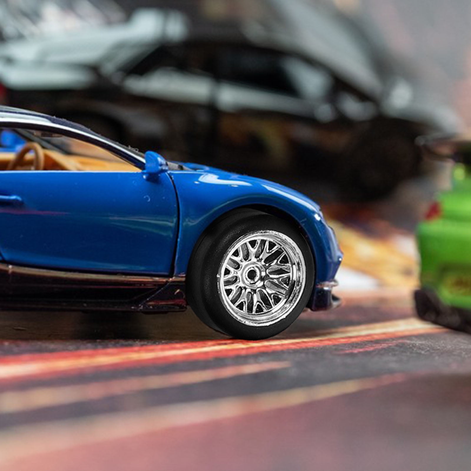 WHAMVOX 1 set of Car Model Modified Wheel Hubs Rubber Tires 1:64 RC Car ...