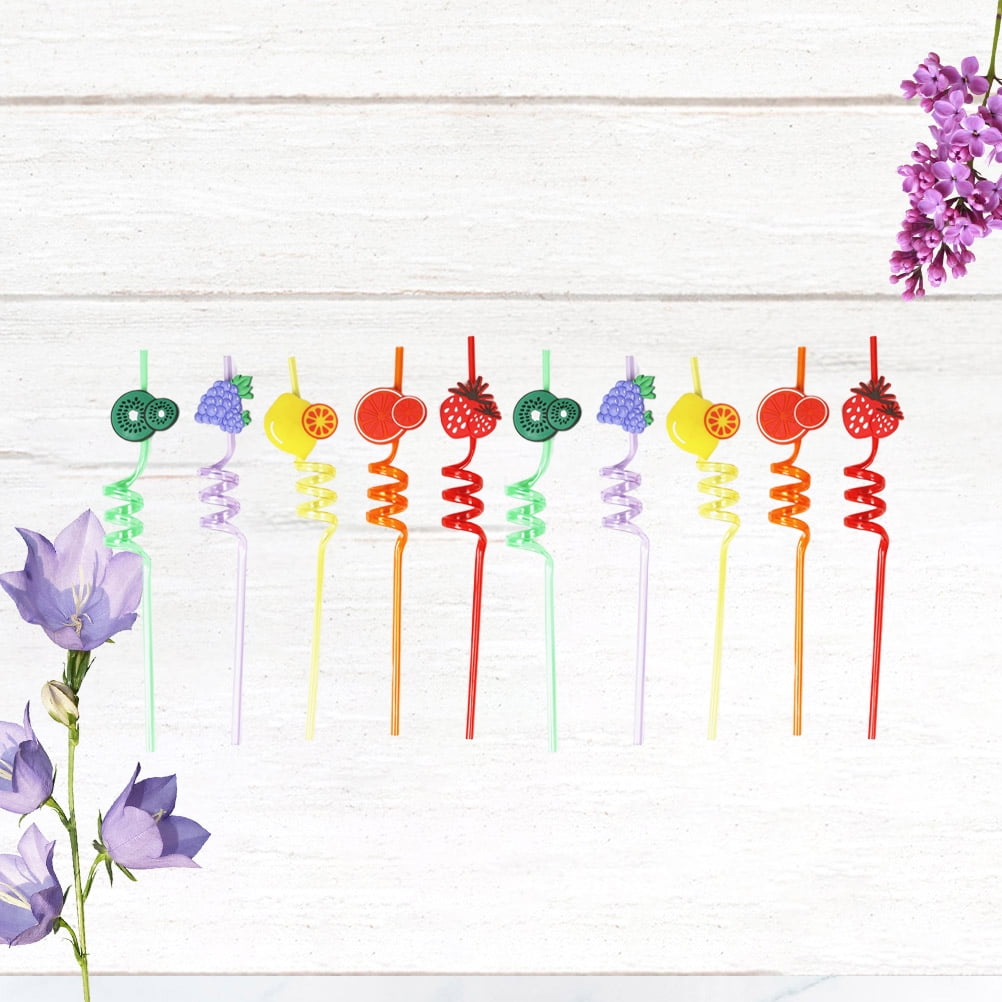 WHAMVOX 10 PCS Fiesta Shape Creative Fruit Straws Design Safe to Use ...