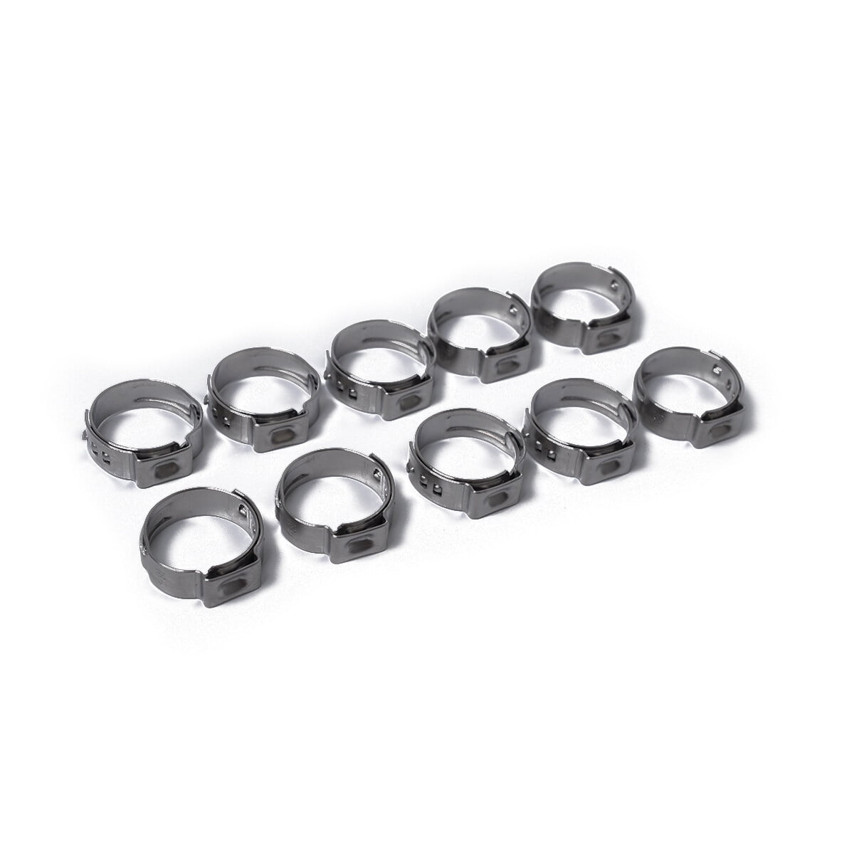 WHAMVOX 10 PCS Stainless Steel Single Ear Clamp Size Hose Clip Silver ...