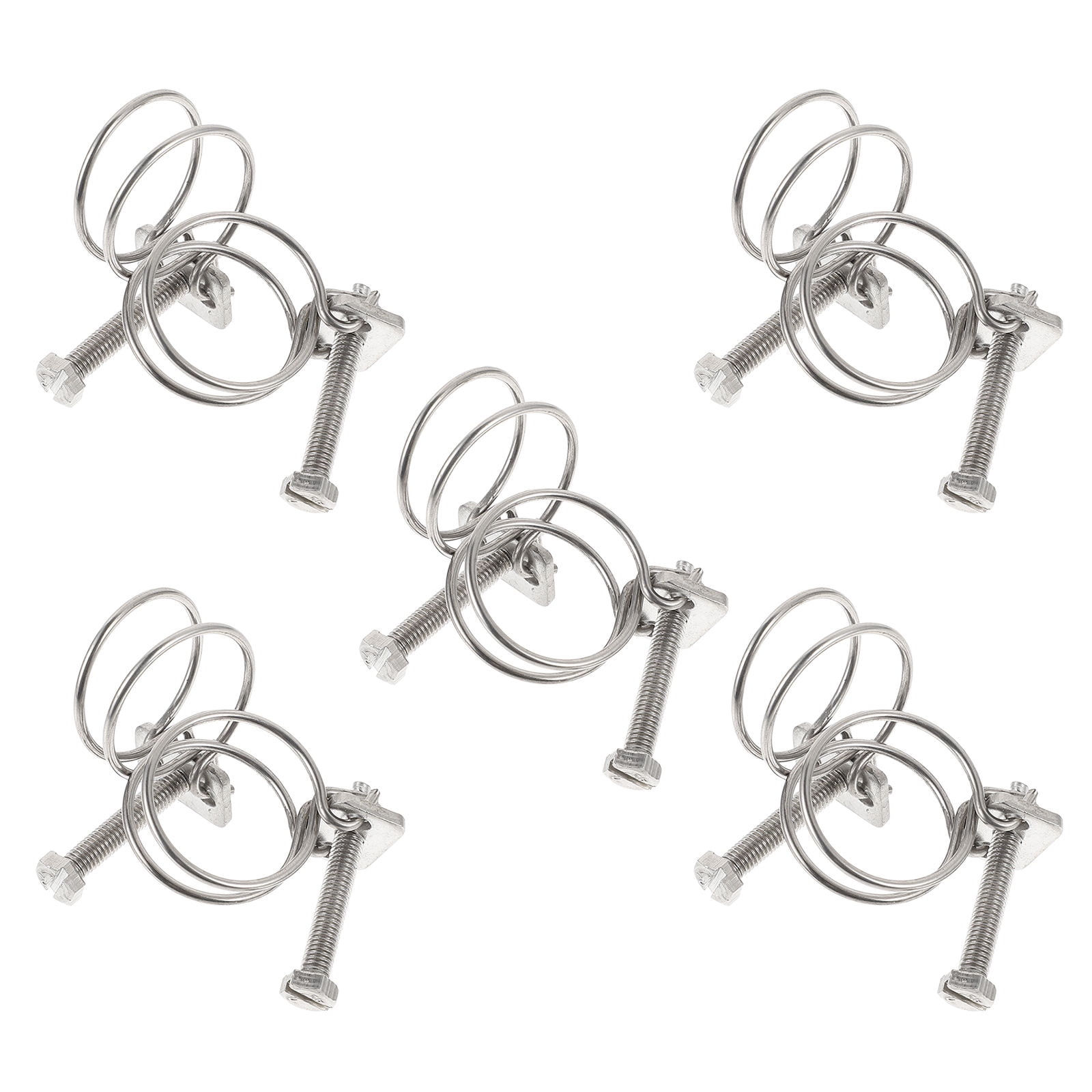 WHAMVOX 10 Pcs Clips Pipes Stainless Steel Hoop Double Wire Hose Clamps ...