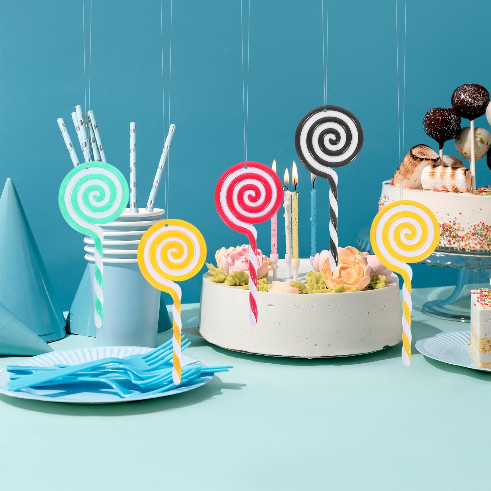 WHAMVOX 10 Pcs Fake Lollipop Cute Candy Embellishment Lollipops ...