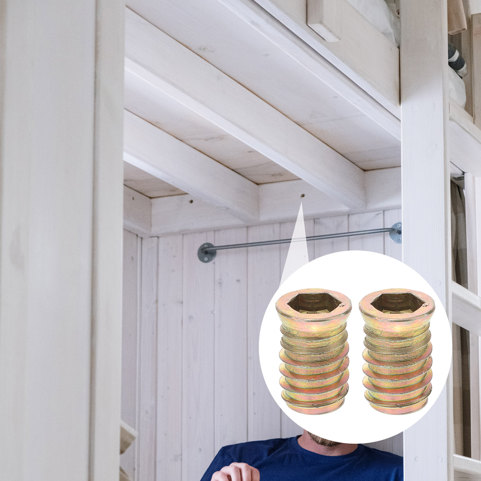 WHAMVOX 10 Pcs Furniture Screw-in Nut Carbon Steel Threaded Inserts ...