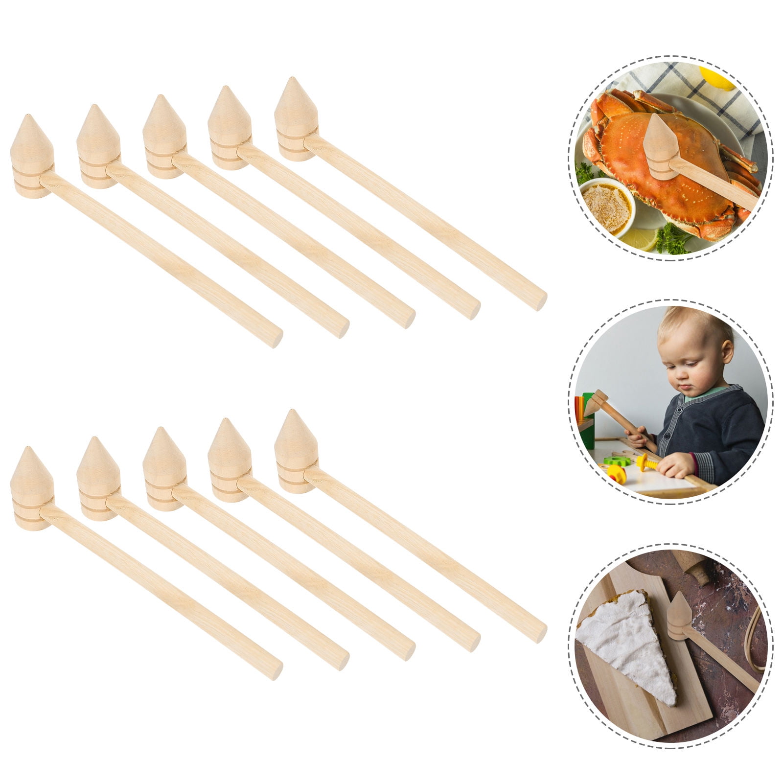 WHAMVOX 10 Pcs Hammer Gavel Crab Cracking Tools Child 17.50X5.00X2.00CM ...