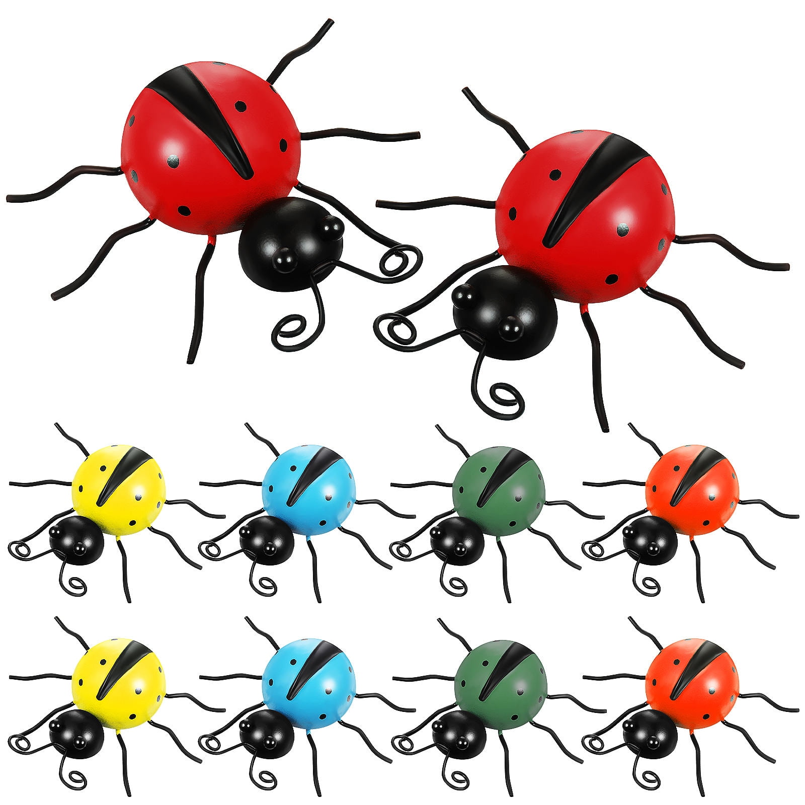 WHAMVOX 10 Pcs Ladybug Garden Decor Ladybug Adornment Iron Ladybug ...