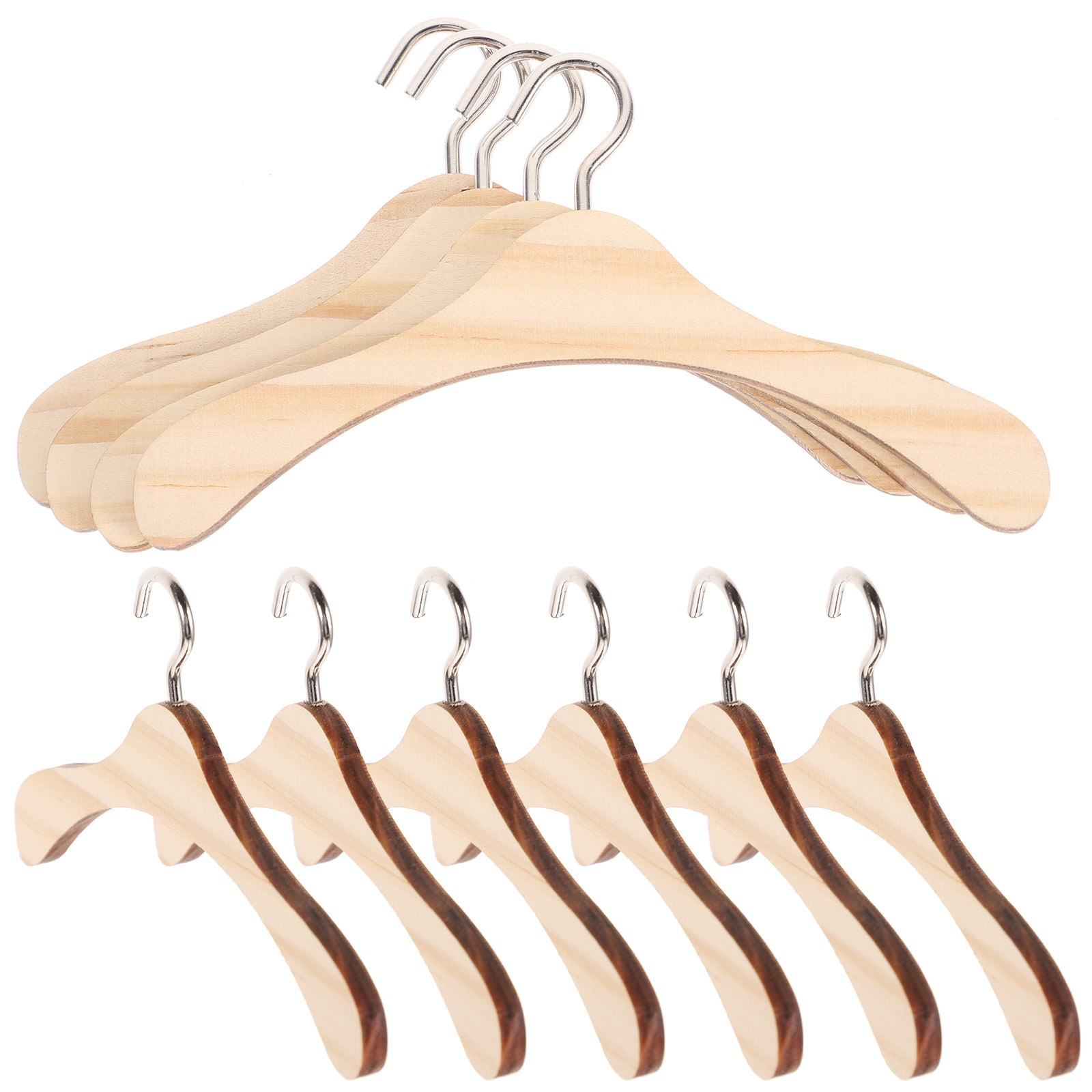WHAMVOX 10 Pcs Mini Wooden Clothes Rack Hangers Clothing Kids Toys Baby ...