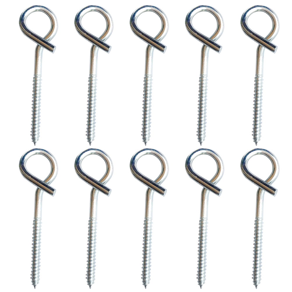 WHAMVOX 10 Pcs Steel Eye Shape Screw Hook U Heavy Duty Hooks Silver ...