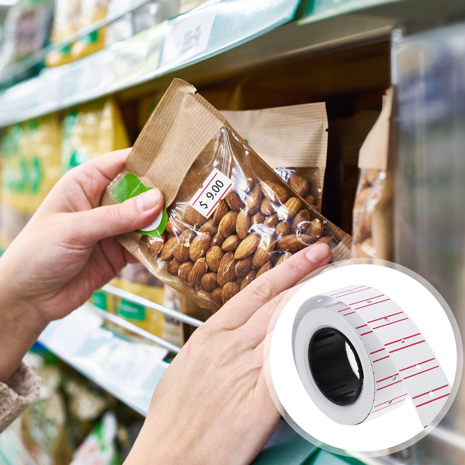 PENIKOKO Self Adhesive Price Label Paper Roll for Supermarket and Store ...