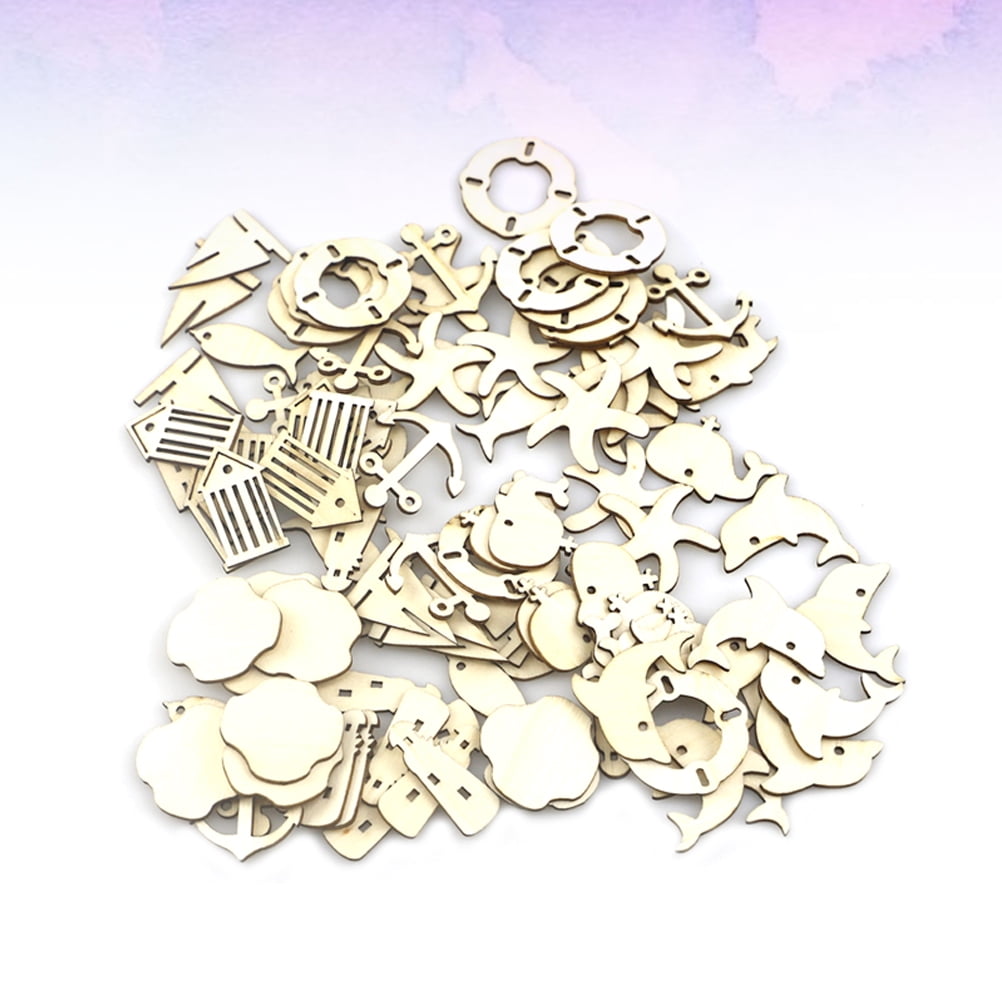 WHAMVOX 100 PCS Nautical Themed Wood Chips Boating Decor Lighthouse ...