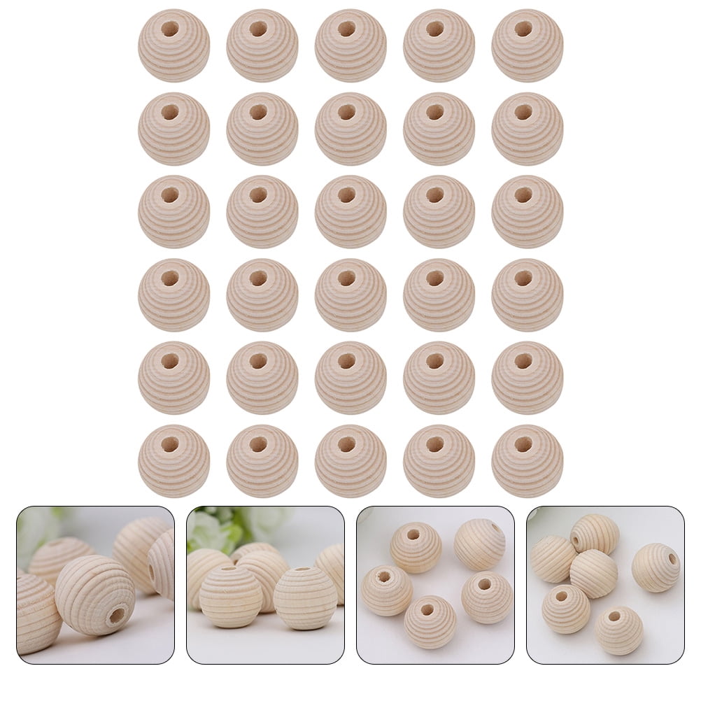 WHAMVOX 100 Pcs Crafts Thread Wooden Bead Kitchen Decoration Beads ...