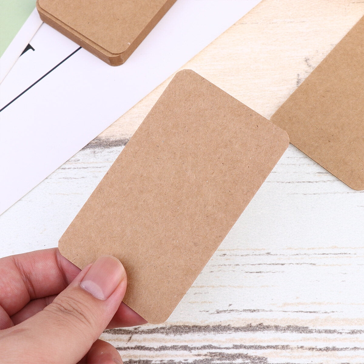 WHAMVOX 100 Pcs Paper Blank Note Card DIY Bookmark Kraft Study Cards ...