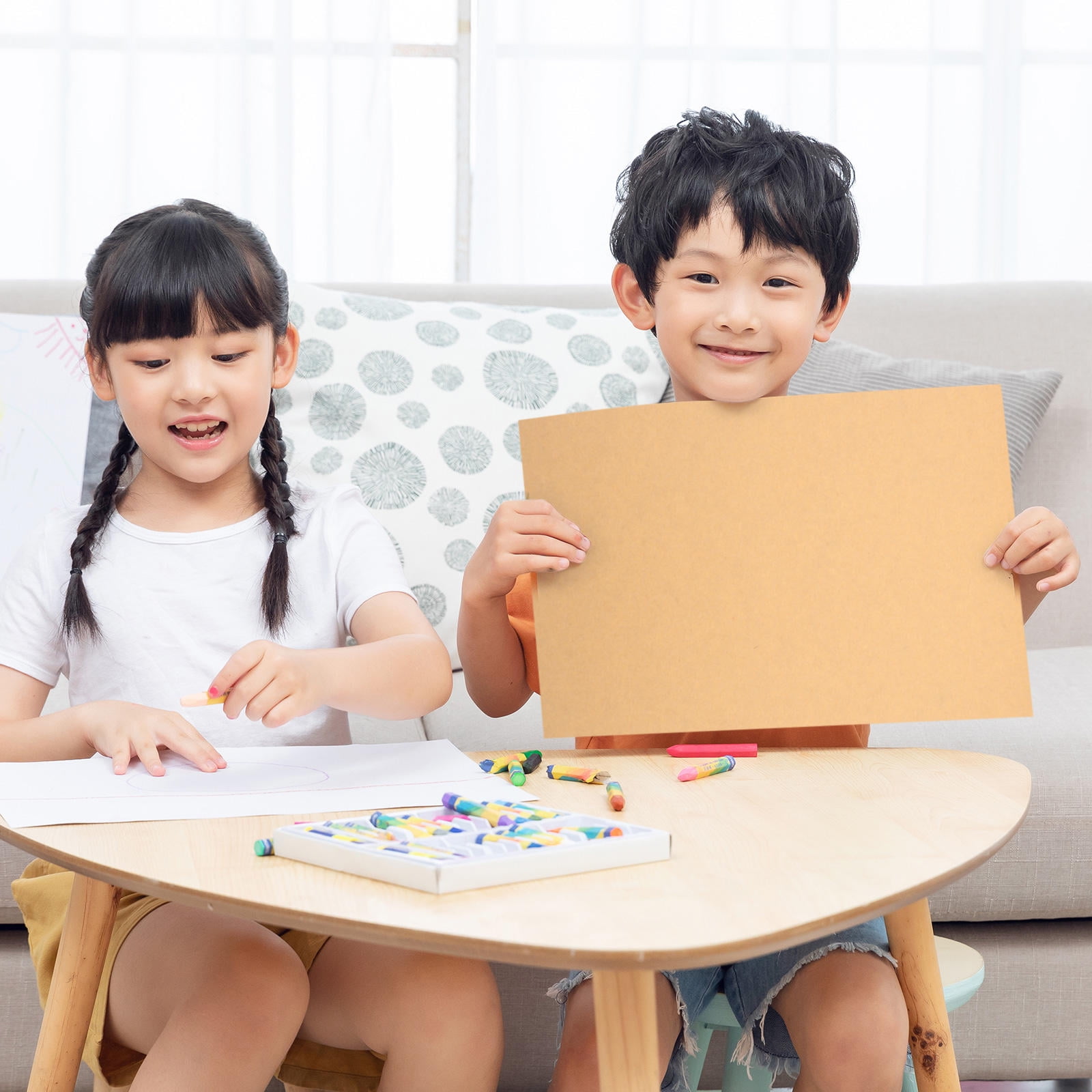 WHAMVOX 100 Pcs Scrapbooking Brown Kids Drawing Painting Paper Child ...