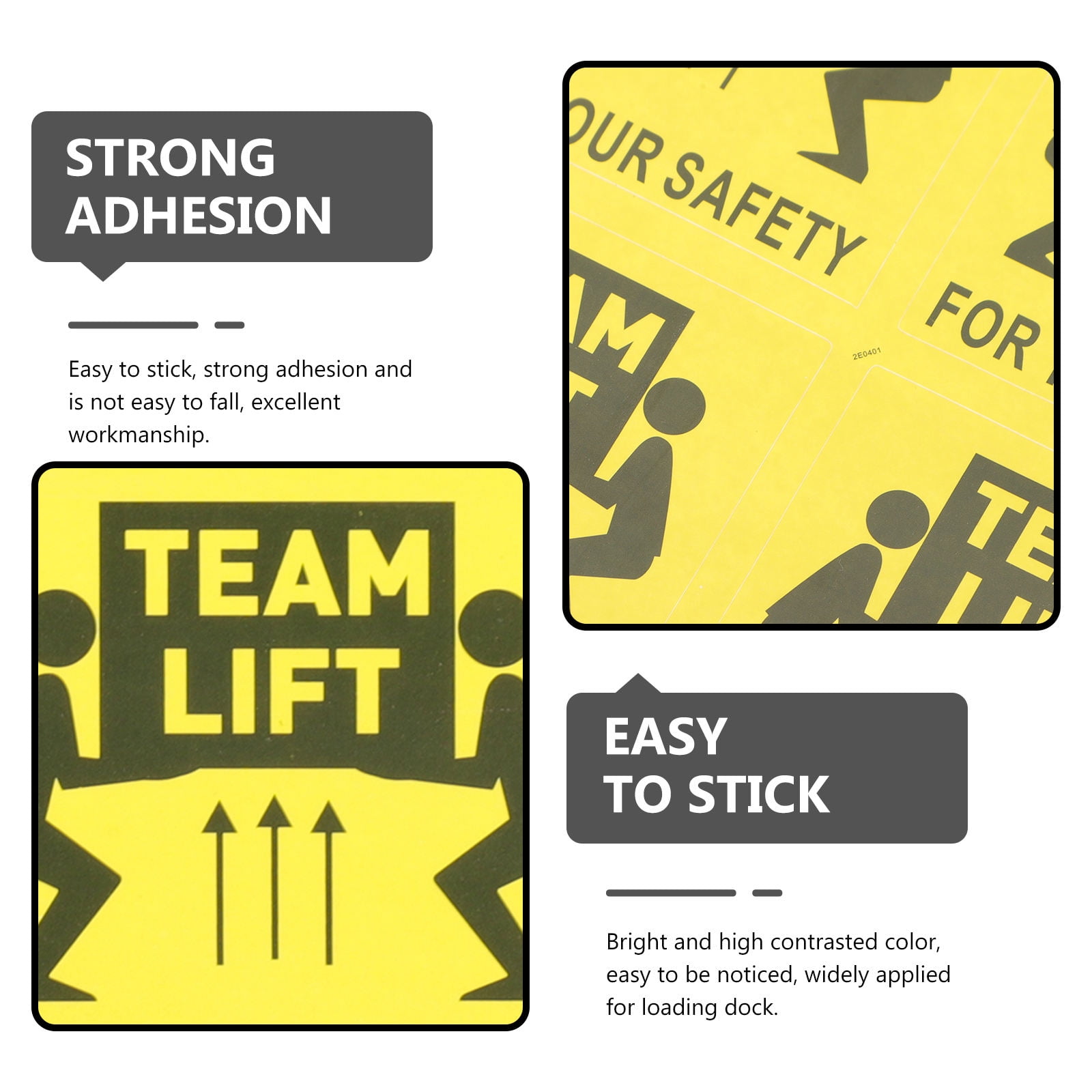 WHAMVOX 100 Pcs Team Lift Labels Stickers Caution Warning Wall Yellow ...