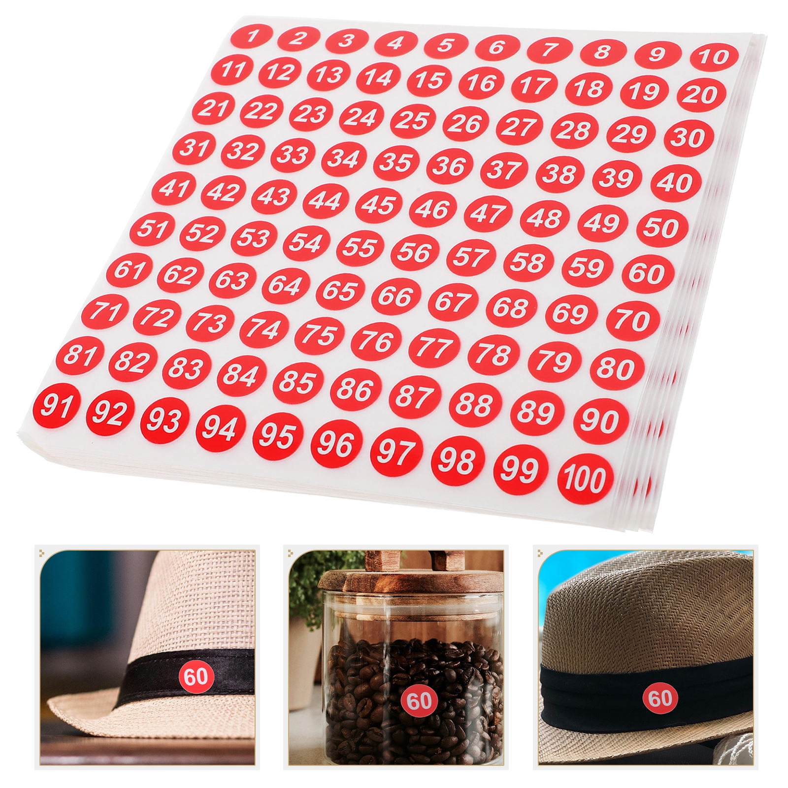 SEWCHICS Adhesive Number Labels Number Stickers Red Classification 100 ...