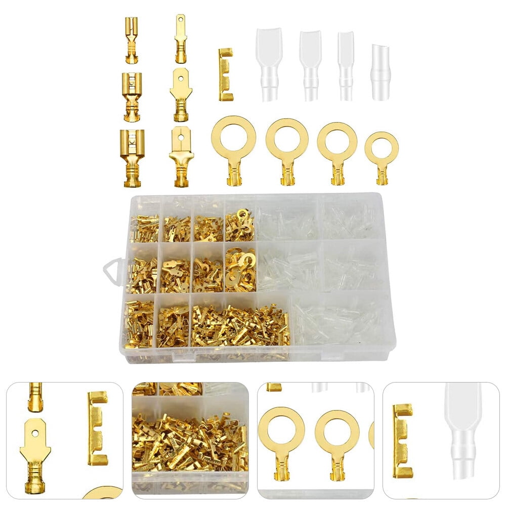 WHAMVOX 1000 Pcs Wire Terminals Cold-pressed Crimp Connectors Spade ...