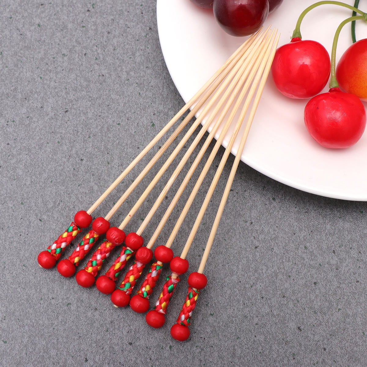 WHAMVOX 100pcs Beautiful Double Bead Shape Picks for Fruit Food ...