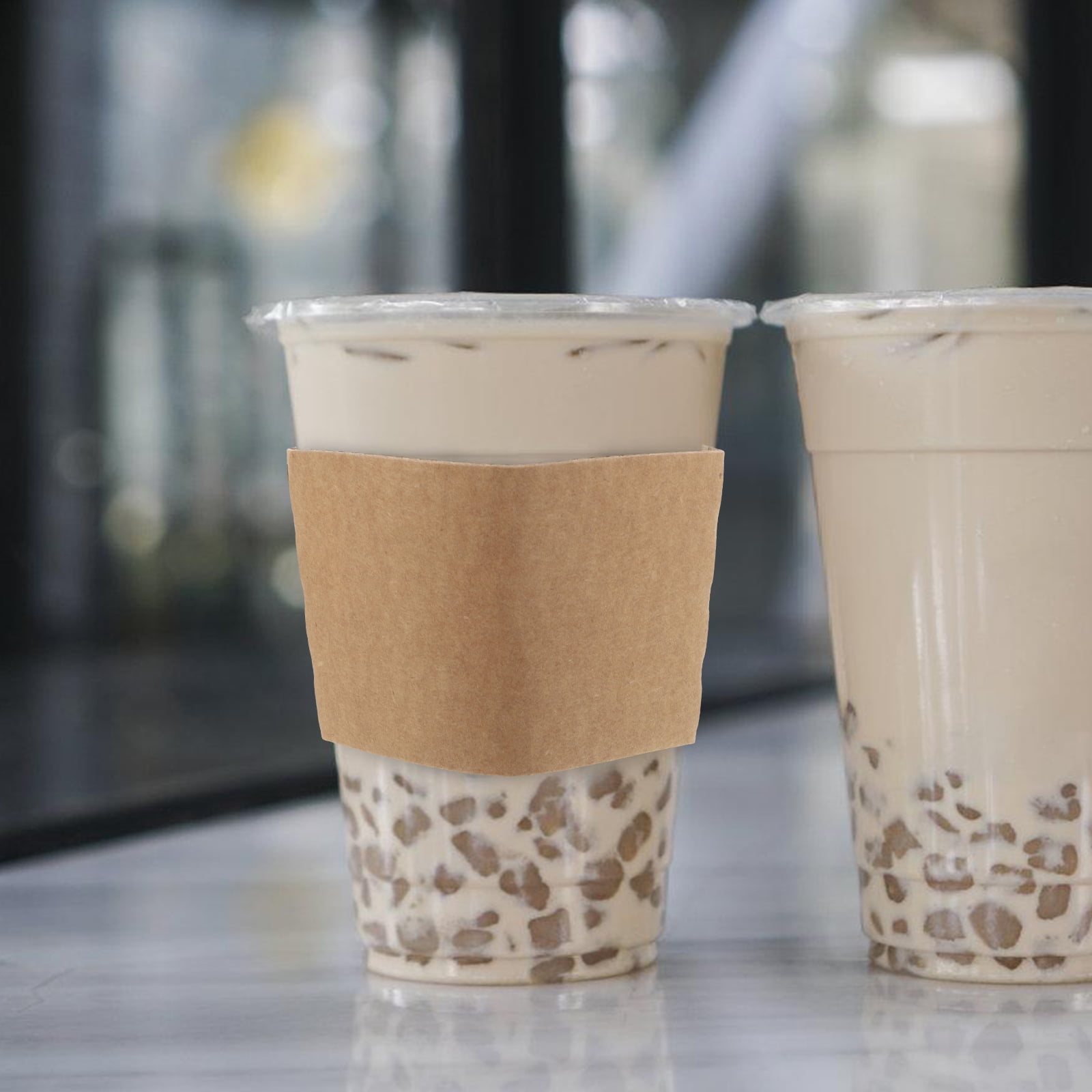 WHAMVOX 100pcs Kraft Paper Coffee Cup Sleeves Corrugated Cardboard ...