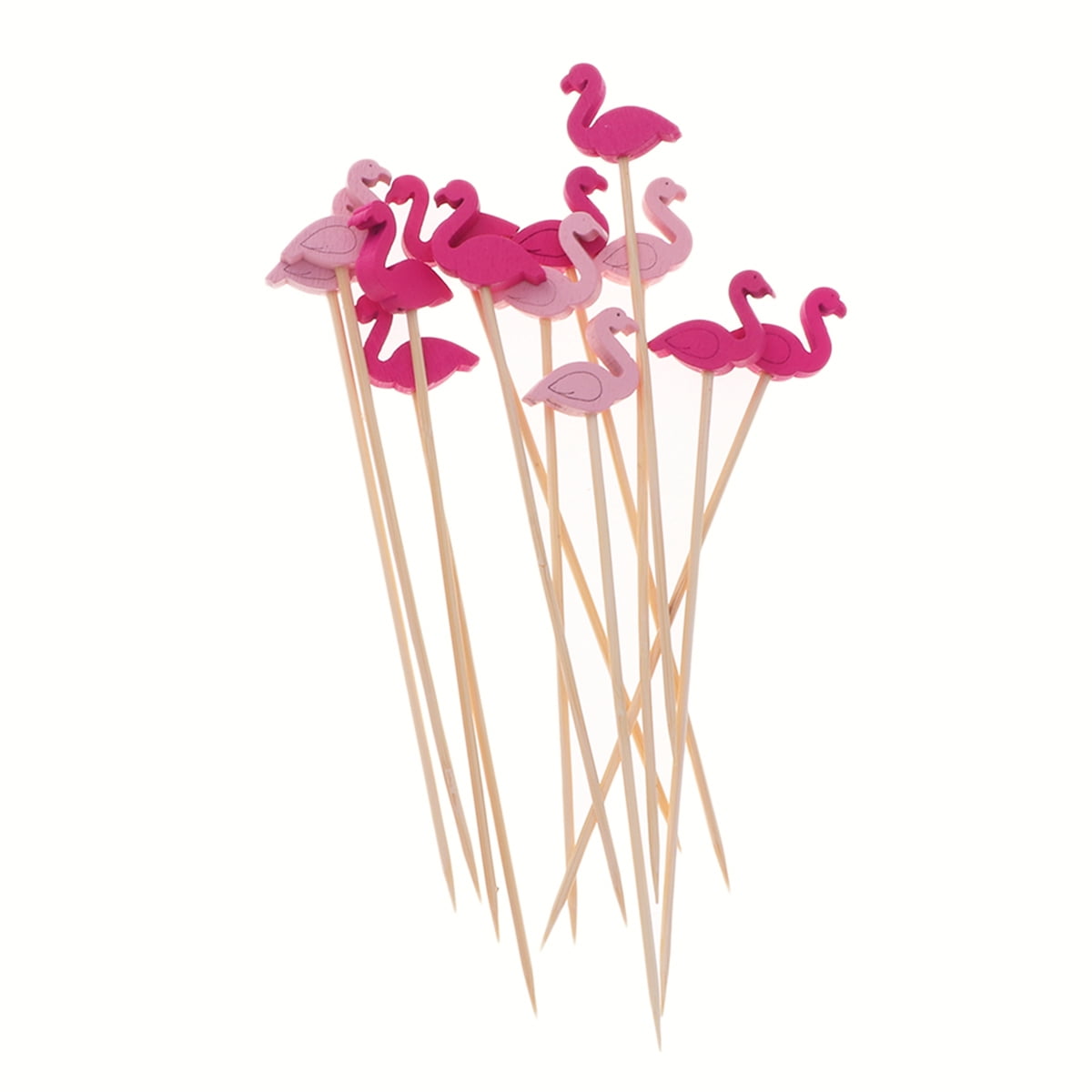 WHAMVOX 100pcs Pink Flamingo Food Picks Wooden Disposable Appetizer ...