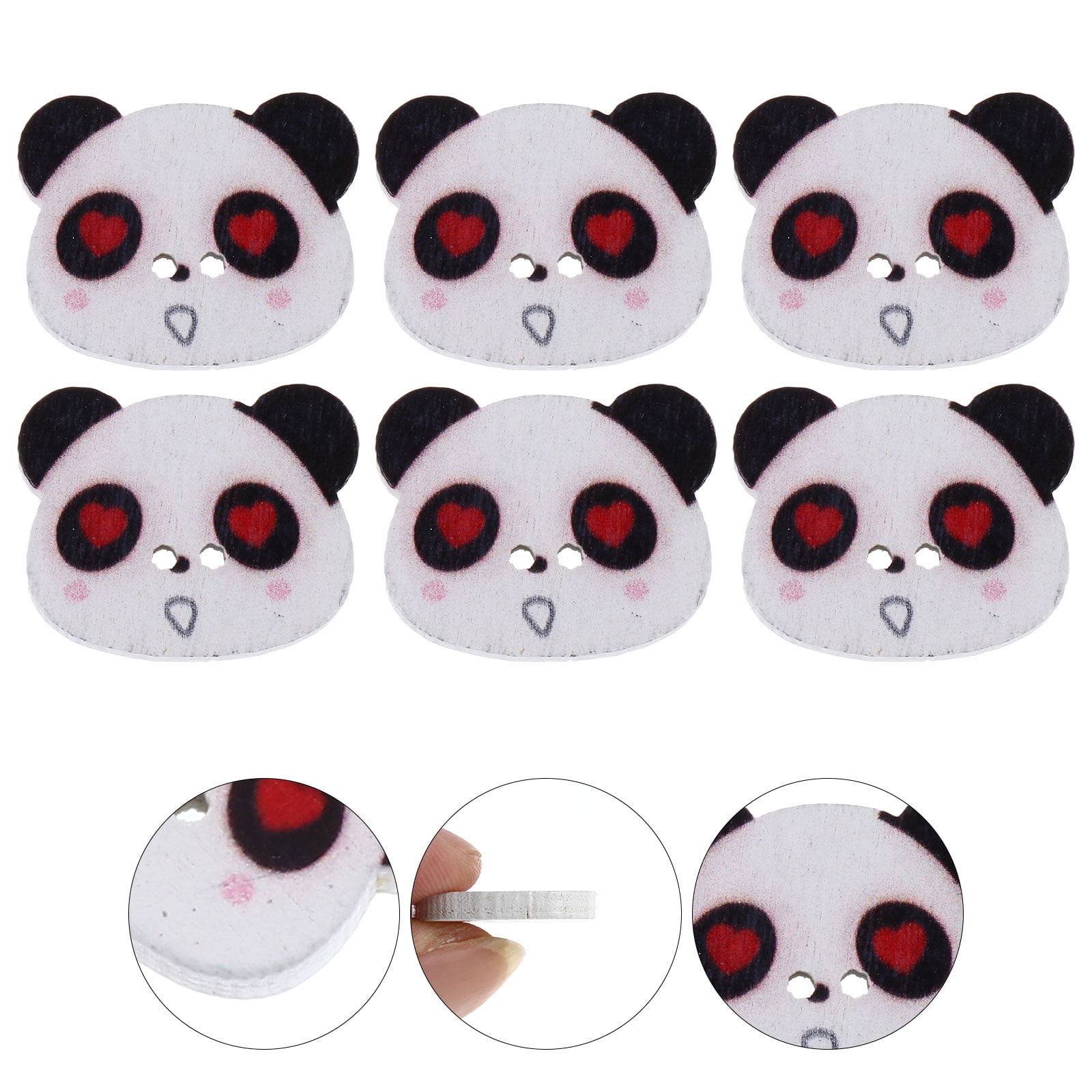 WHAMVOX 100pcs Sewing Buttons Panda Cartoon Wooden Sewing Fasteners DIY ...