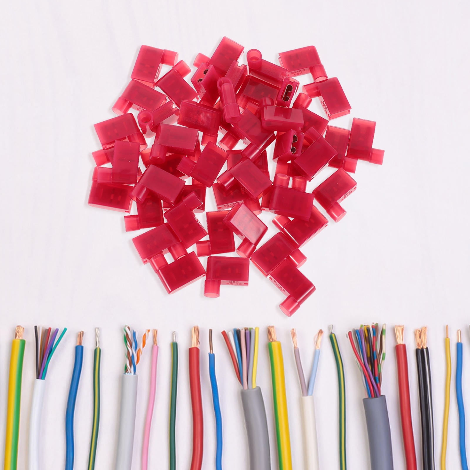 WHAMVOX 100pcs Terminal Block Connector Plastic Flag Female Wire ...