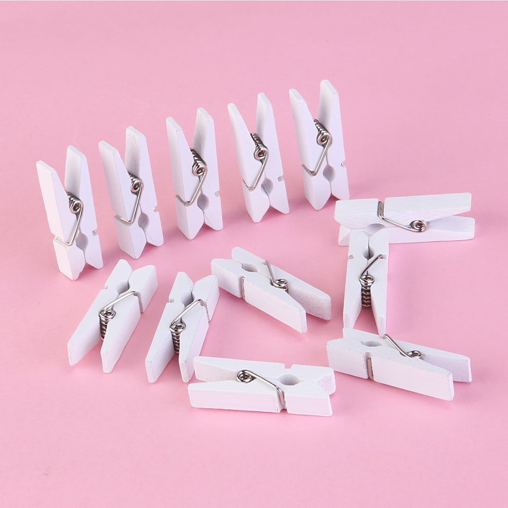 WHAMVOX 100pcs White Mini Wooden Photo Clips, Small Timber Clothespins ...