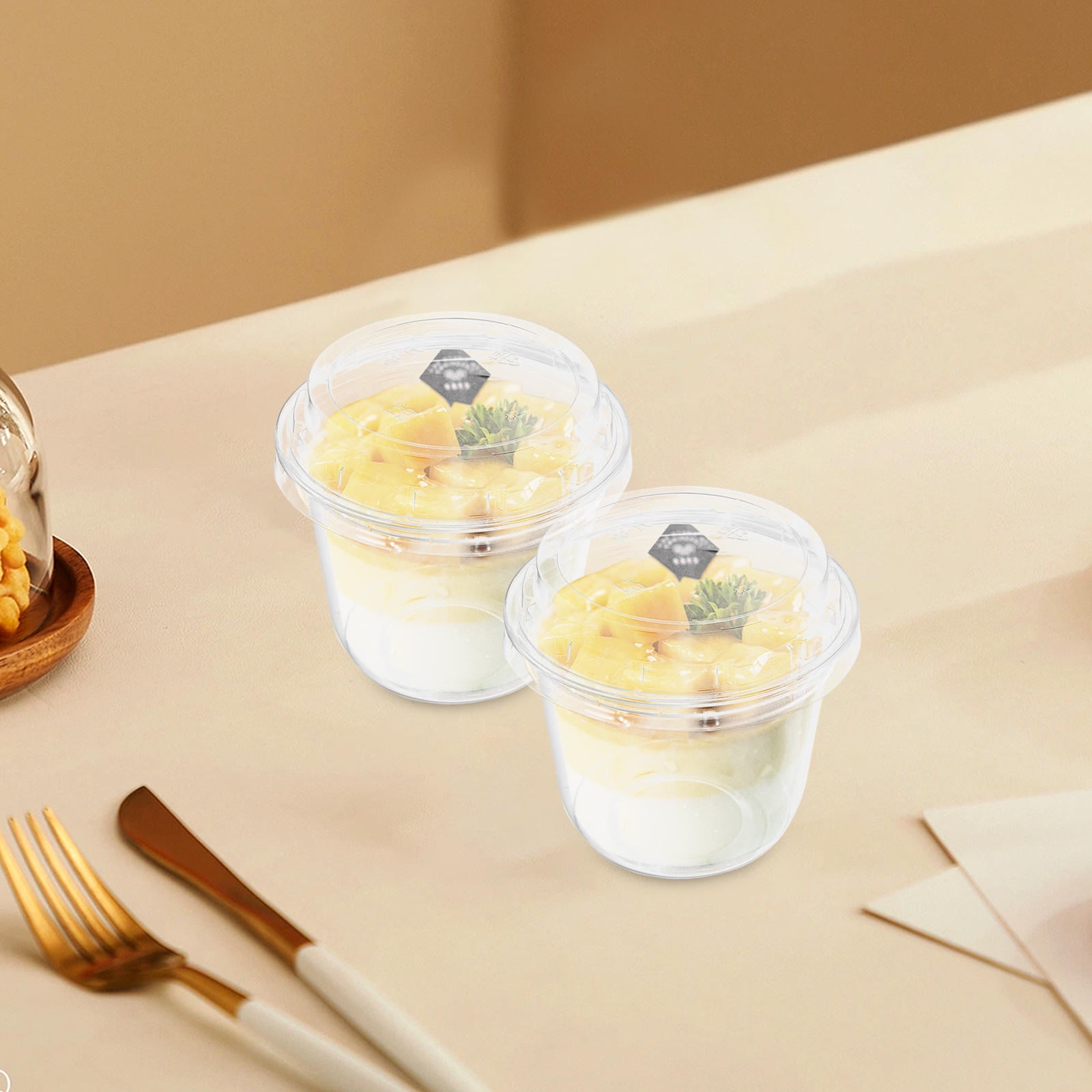 WHAMVOX 10PCS Clear Plastic Dessert Cups with Lids for Pudding Snacks ...