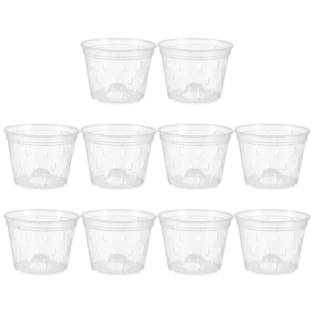 WHAMVOX 10Pcs Clear Flower Pot Plastic Nursery Pots for Indoor Use with ...