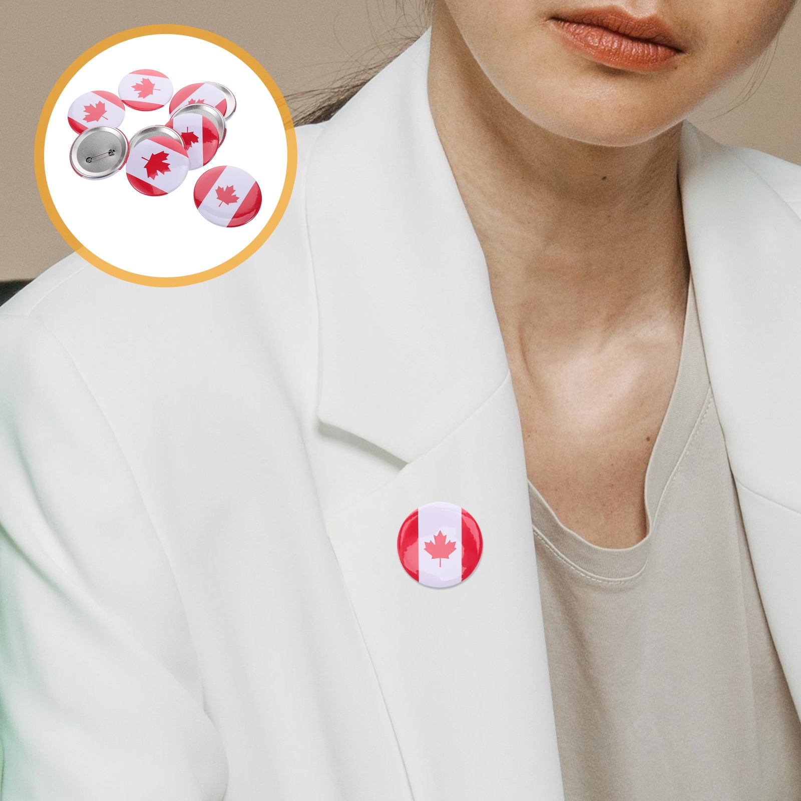 WHAMVOX 10pcs Canada Flag Lapel Pins Canadians Flag Round Badge ...