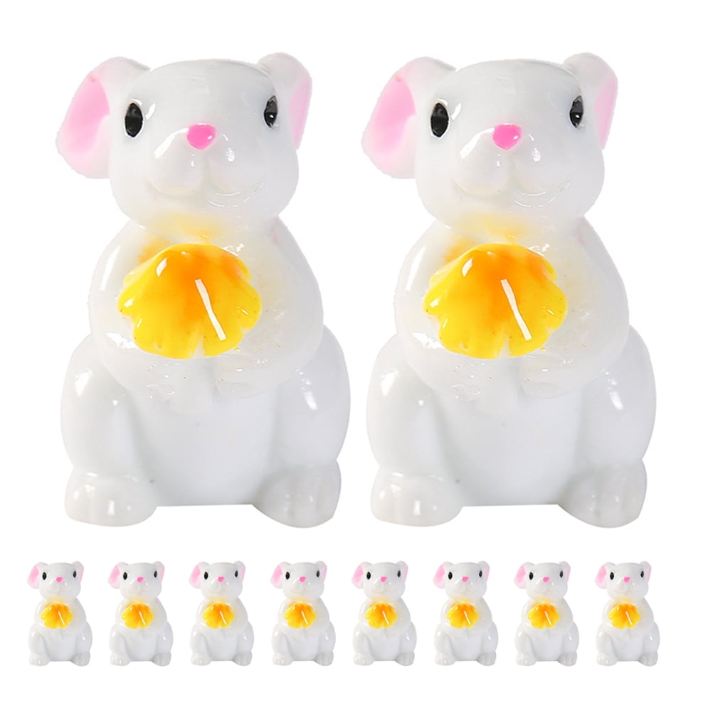 WHAMVOX 10pcs Cartoon Resin Bunny Miniature Rabbit Animal Statues Resin ...
