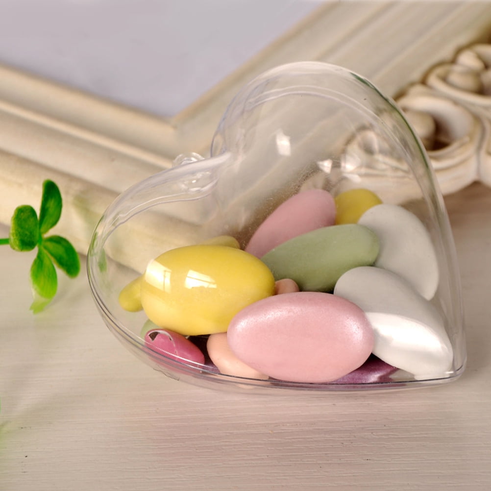 WHAMVOX 10pcs Clear Fillable Heart Shaped Ball Plastic Fillable Balls ...