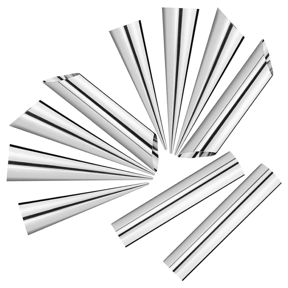WHAMVOX 10pcs Cream Horn Molds Stainless Steel Cone and Tubular Shaped ...