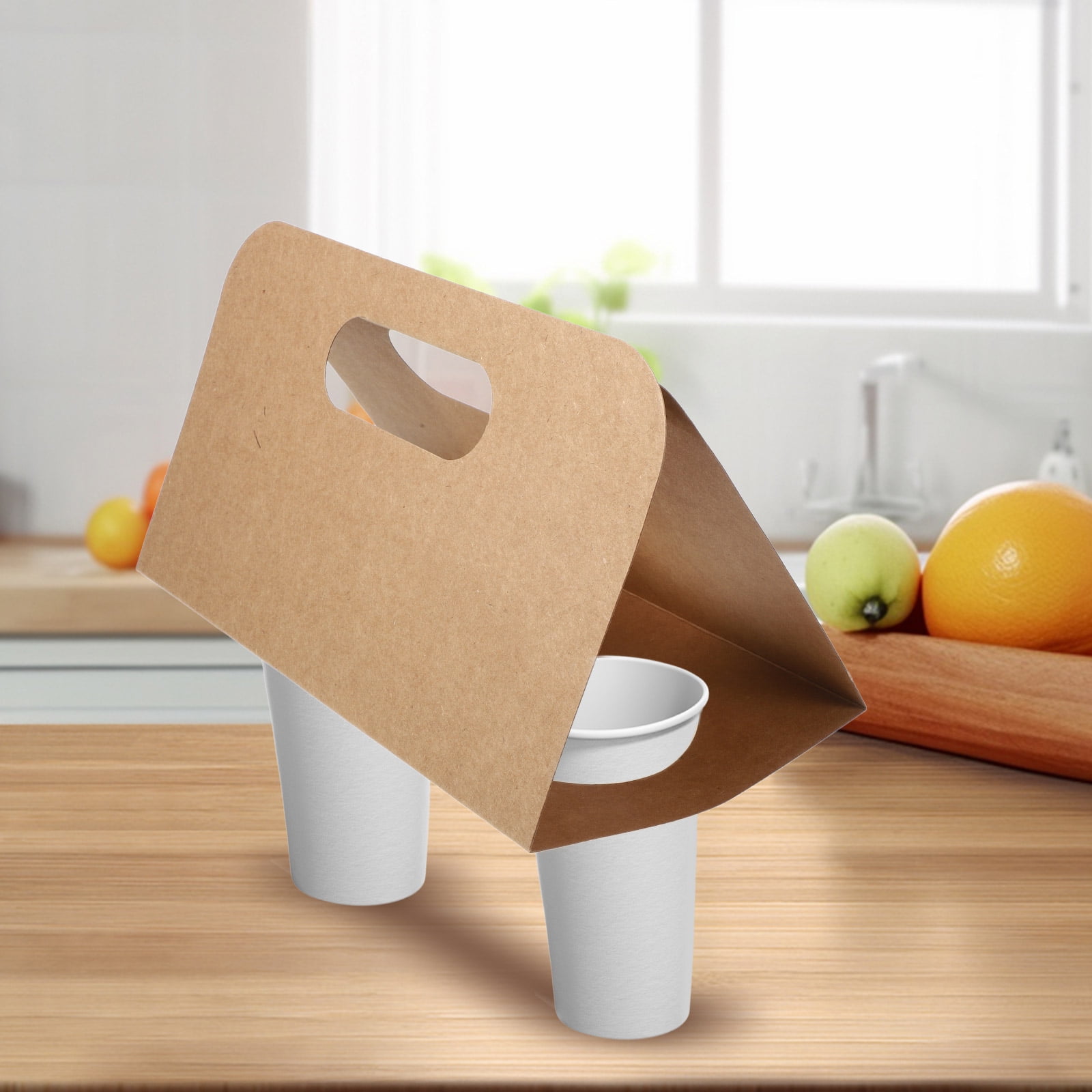 WHAMVOX 10pcs Drink Carrier With Handle Kraft Paperboard Double Opening ...