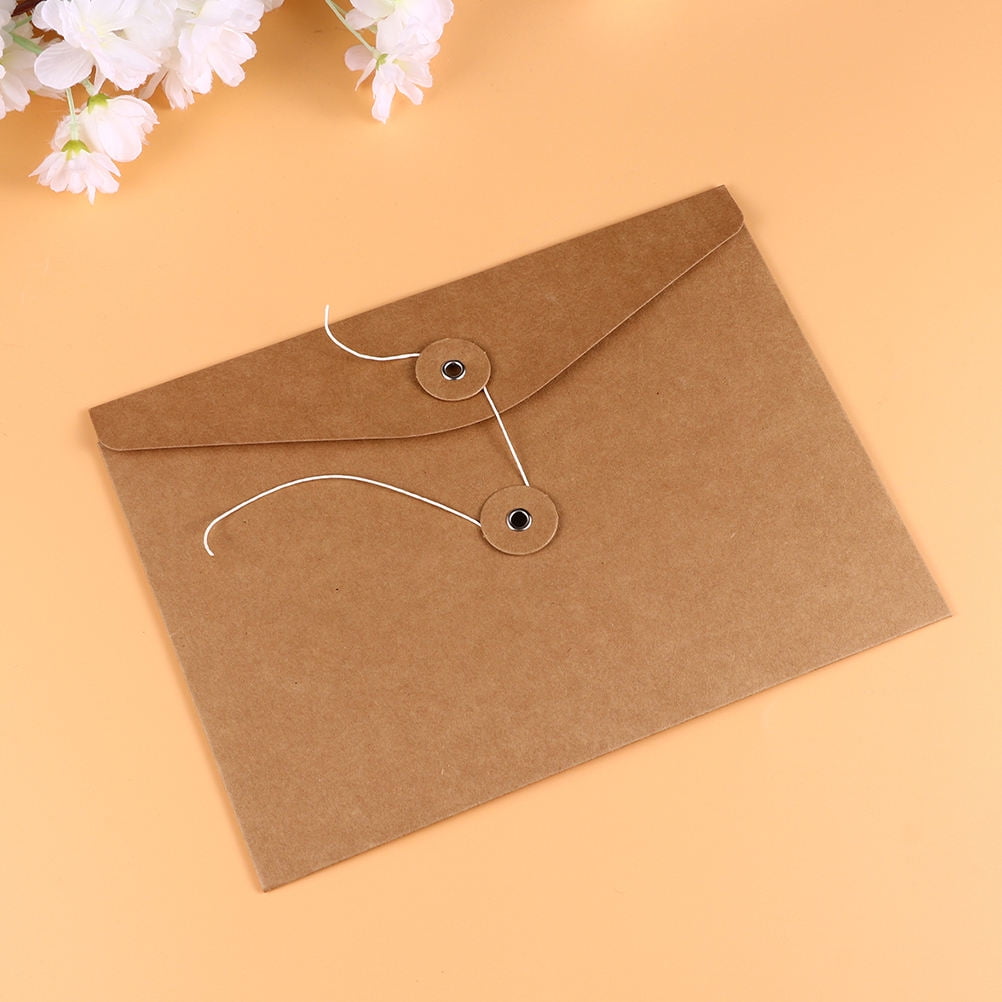 WHAMVOX 10pcs Kraft Paper File Pockets Paper Bag Documents Pouch Retro ...