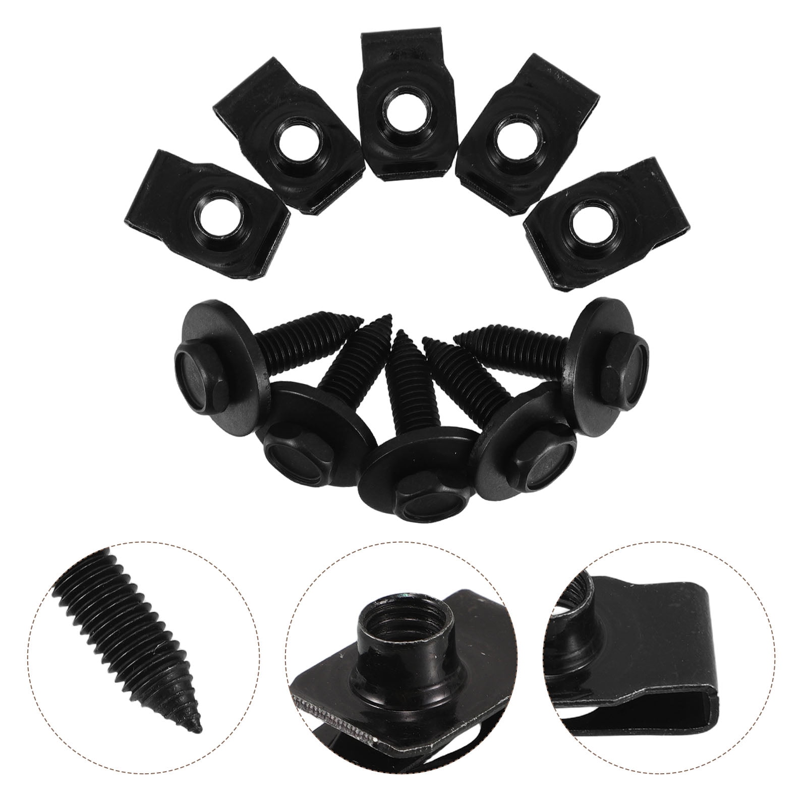 WHAMVOX 10pcs M8 Bolts And M8 U-Clip Nuts For Car Body Heavy-Duty Steel ...