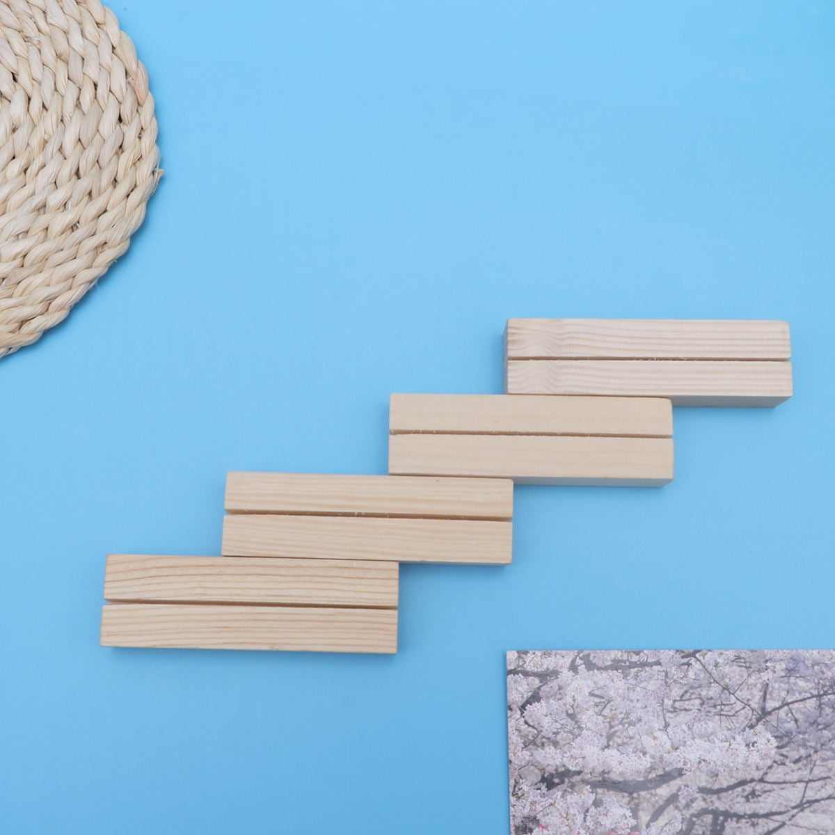 WHAMVOX 10pcs Natural Wood Photo Holder Memo Clips Business Holder ...