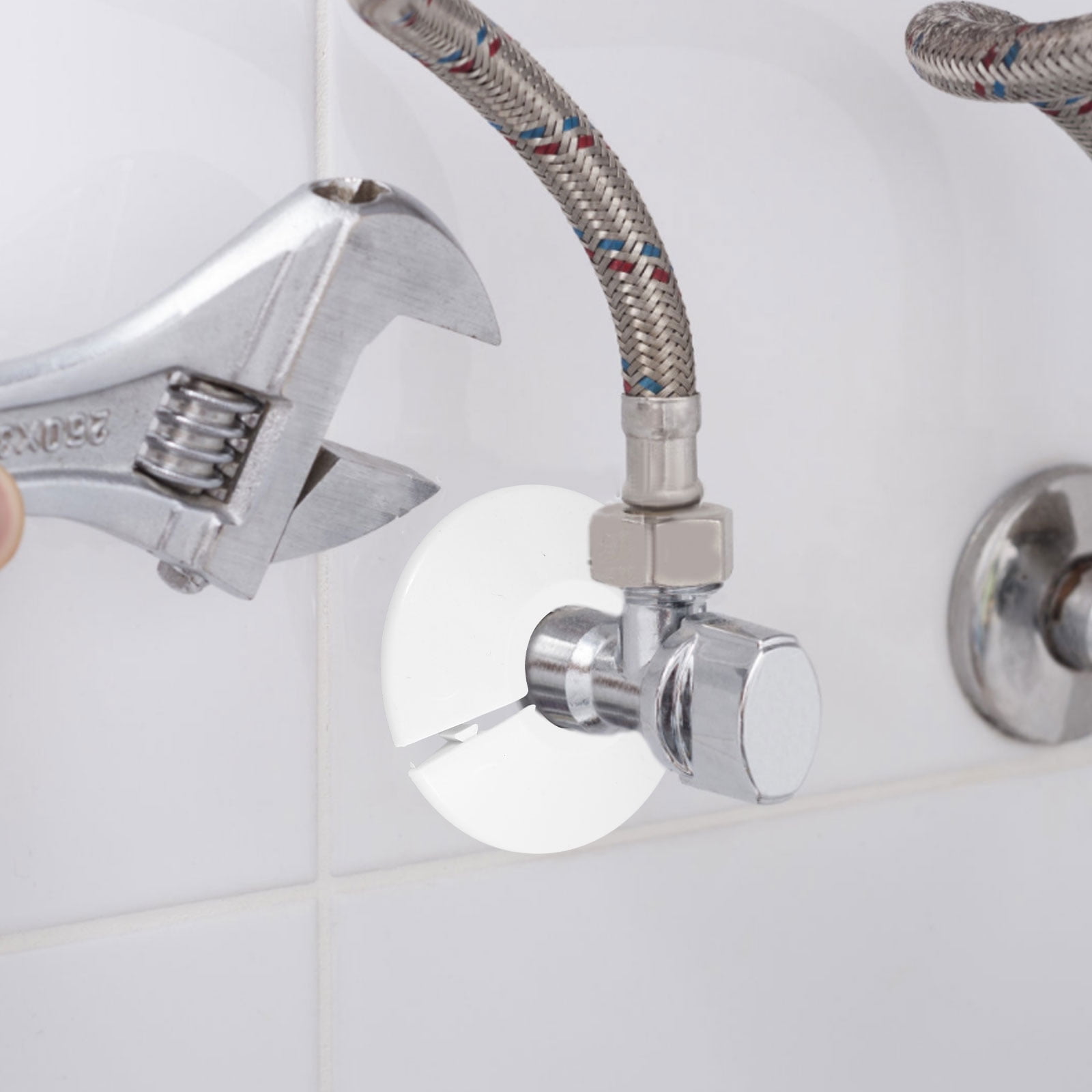 WHAMVOX 10pcs Pipe Cover Plate Bathroom Decor Plastic Plumbing Fitting ...