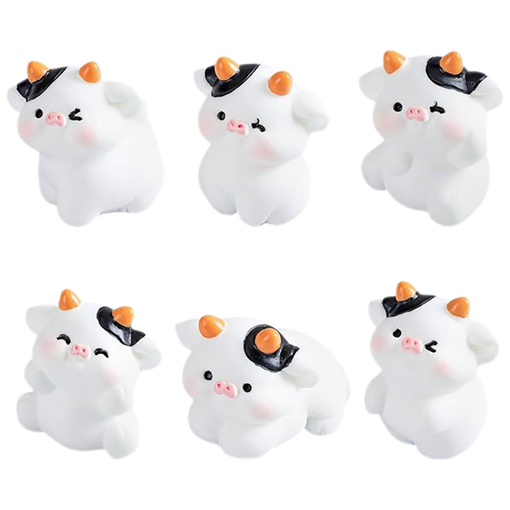 WHAMVOX 10pcs Tiny Cow Figure Miniature Resin Farm Animals Statue ...