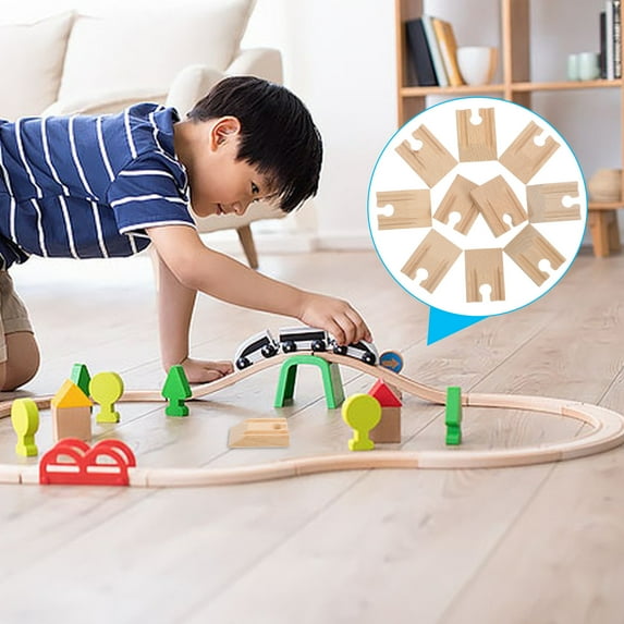 WHAMVOX 10pcs Wood Concave Train Track Replacement Expansion Train ...