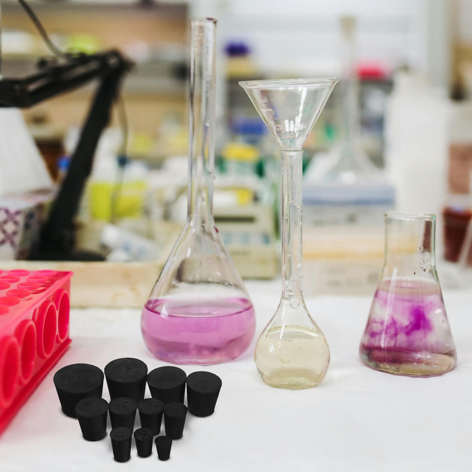 WHAMVOX 11pcs Lab Solid Rubber Stoppers Black Tapered Plugs Rubber ...