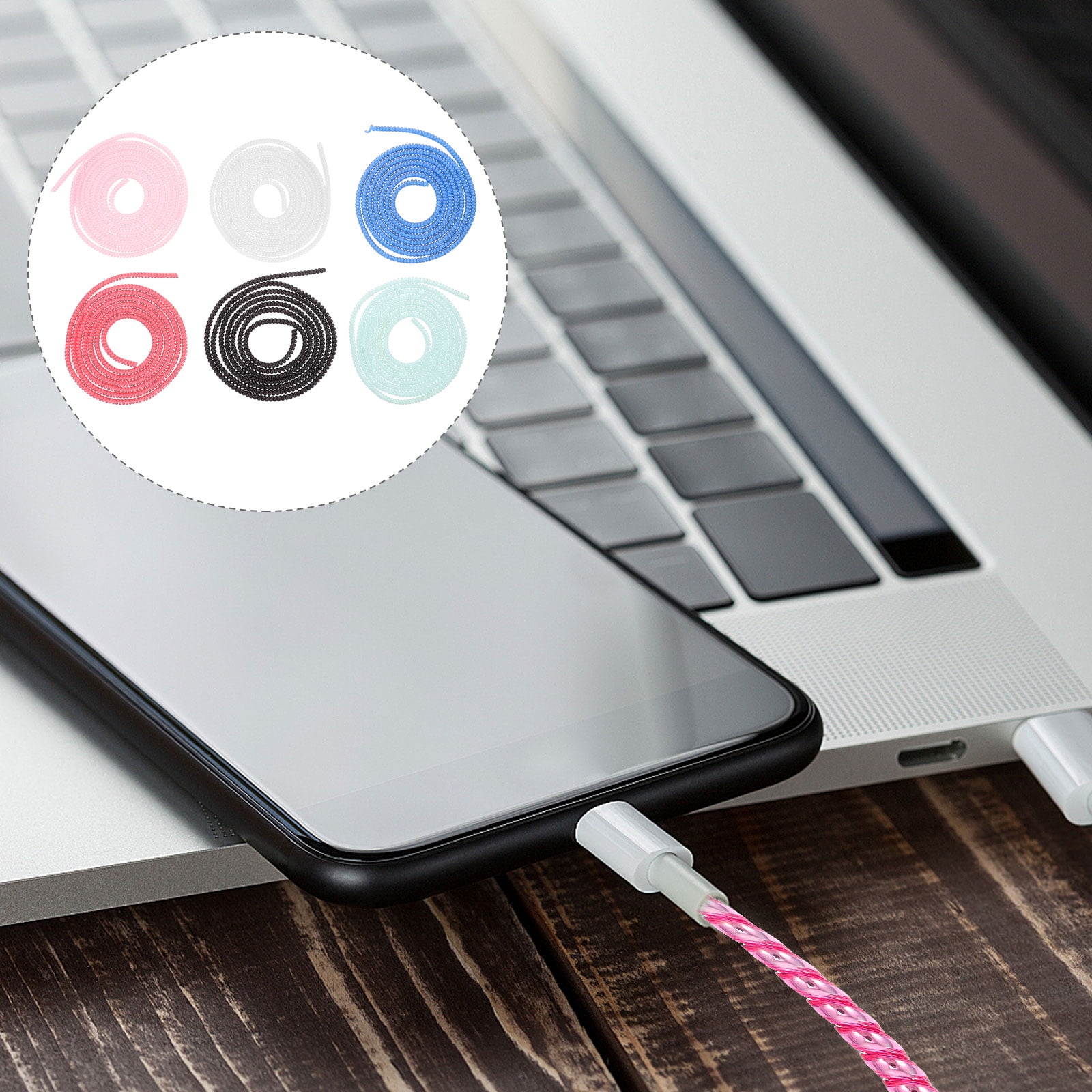 WHAMVOX 12 PCS Wire Sleeve Cable Management Wrap Flexible Spiral Tube ...