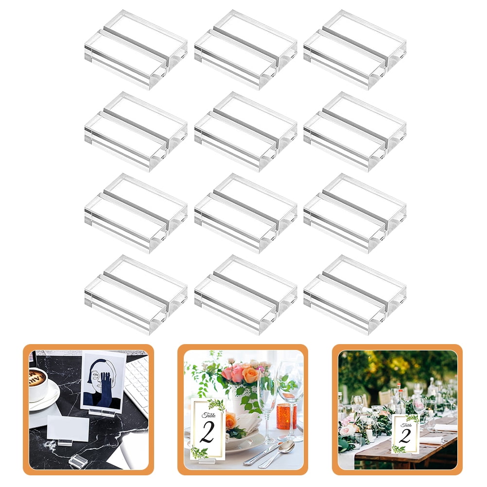 WHAMVOX 12 Pcs Card Stands Sign Business Holder Acrylic Modern Table ...