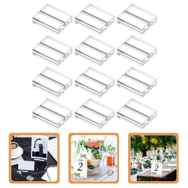 WHAMVOX 12 Pcs Card Stands Sign Business Holder Acrylic Modern Table ...