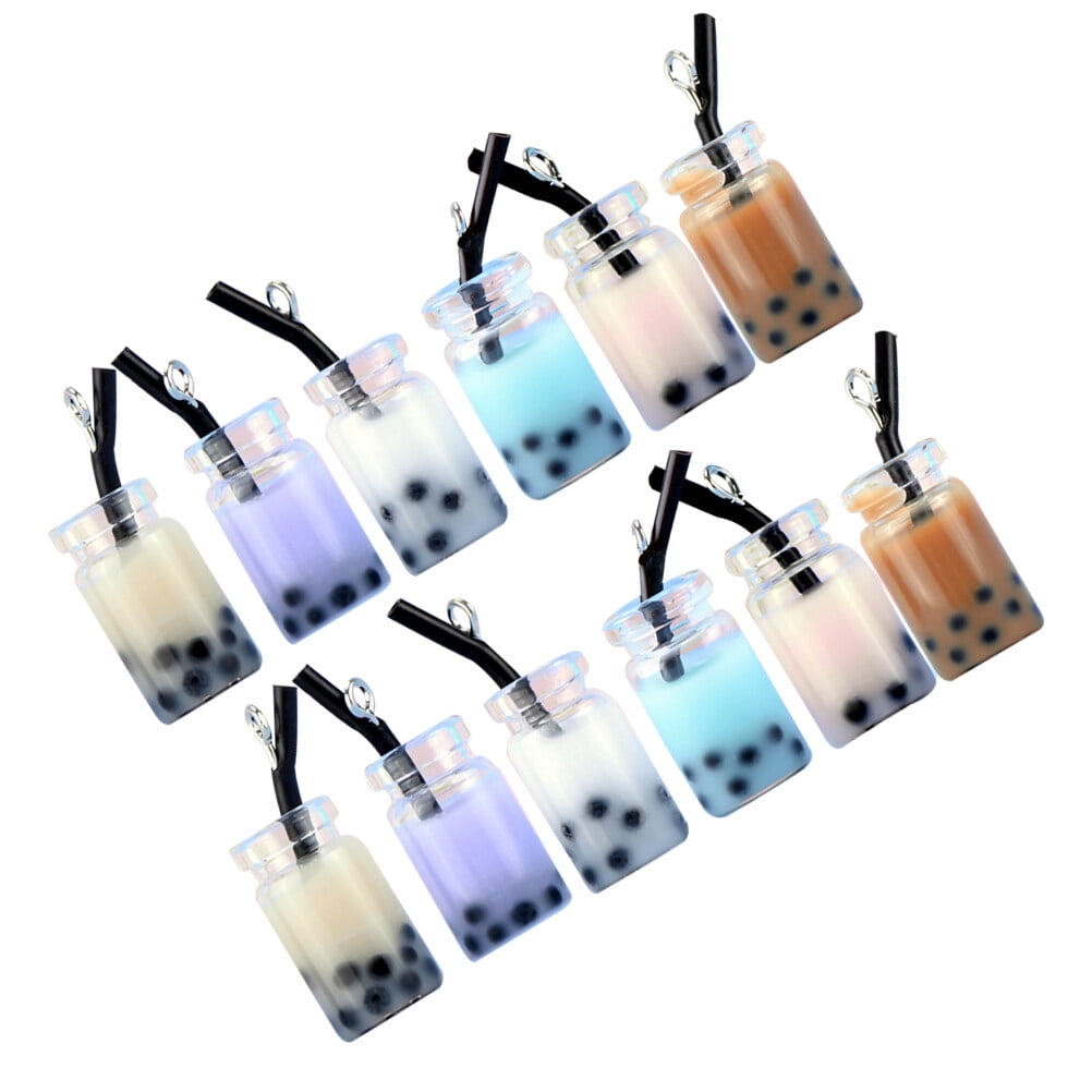 WHAMVOX 12 Pcs Cute Aesthetic Keychains Bubble Tea Charms Milk Fruit ...