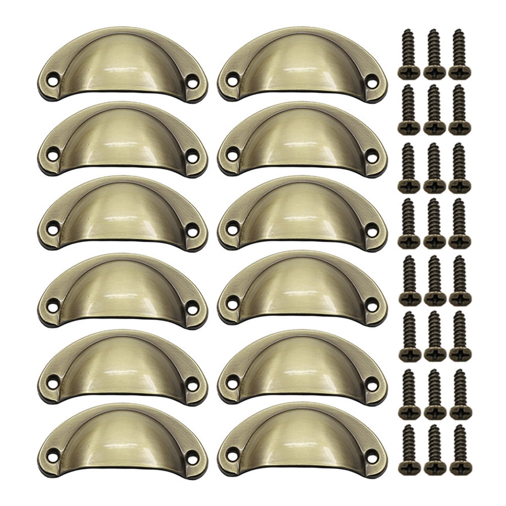 WHAMVOX 12 Pcs Shell Designed Knobs Pull Handles Brown Cabinet Vintage ...