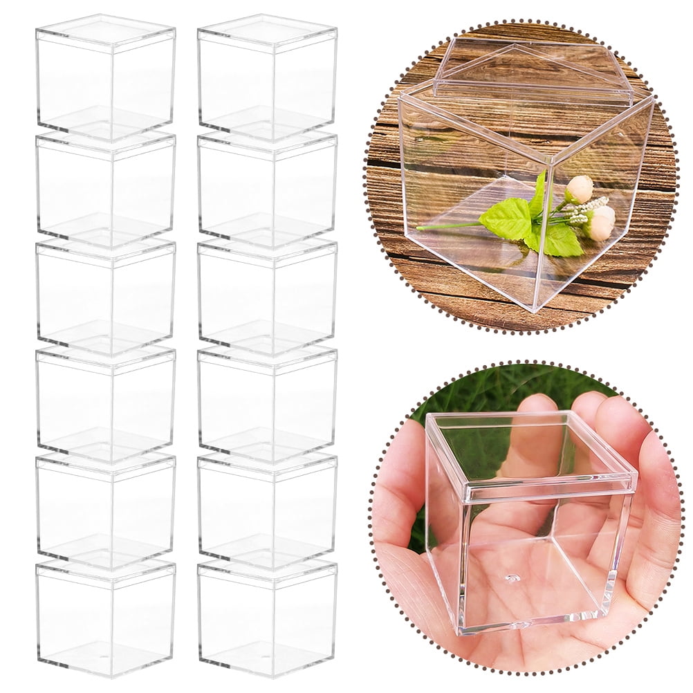 WHAMVOX 12 Pcs Small Container with Lids Clear Boxes for Favors Square ...
