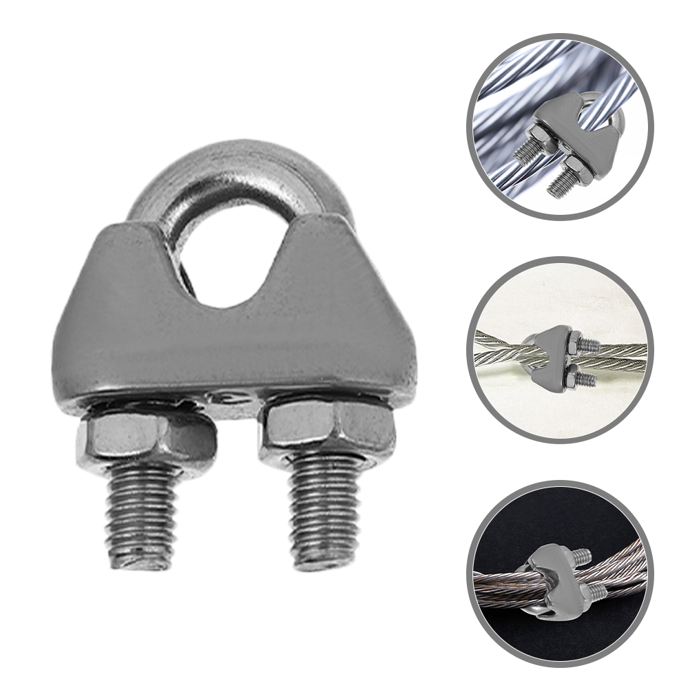 WHAMVOX 12 Pcs Stainless Steel Cord Clamp Clamps Fastener Wire Silver ...